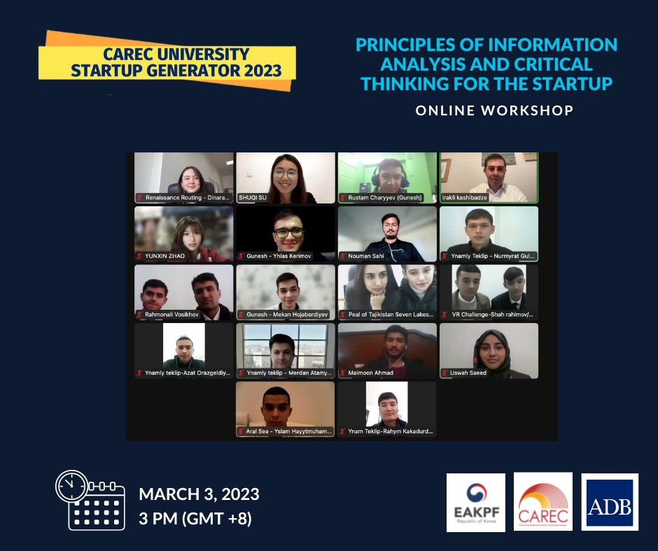 CAREC University Startup Generator 2023: Workshop - Information Analysis and Critical Thinking ...