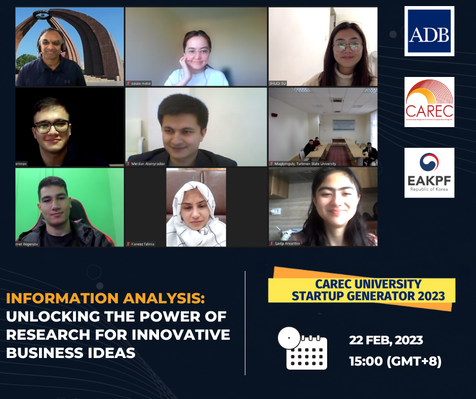 CAREC University Startup Generator 2023: Information Analysis - Unlocking the Power of Research ...
